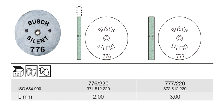 Busch #777/220 Silent Silicone Carbide Abrasive Wheel Fine Grit Pkt 12 ...