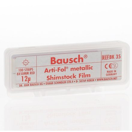 Bausch Arti-Fol Metallic Red Shimstock Film 1 Sided Strips 8 x 50mm Pkt ...